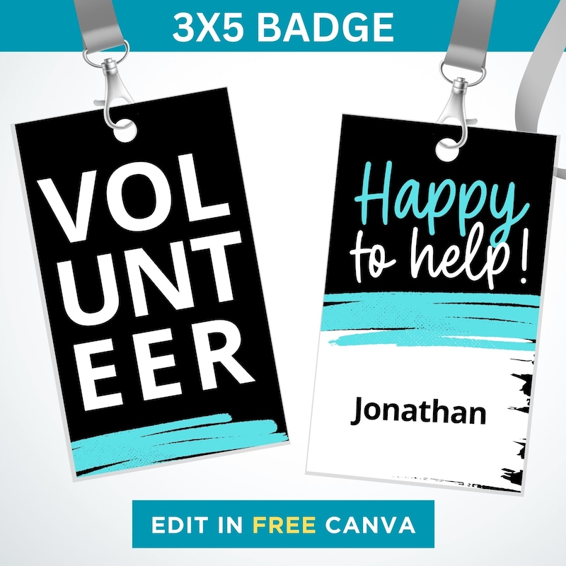 Volunteer Badge Template - Etsy