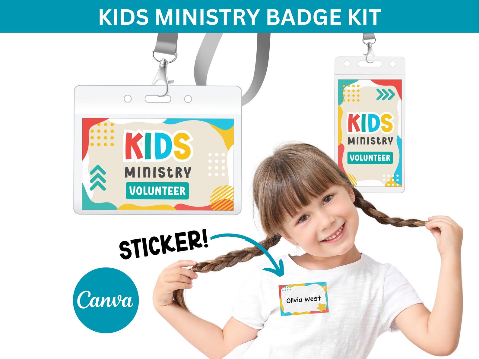 Horizontal and Vertical Kids Church Badge Children's Ministry Name ...
