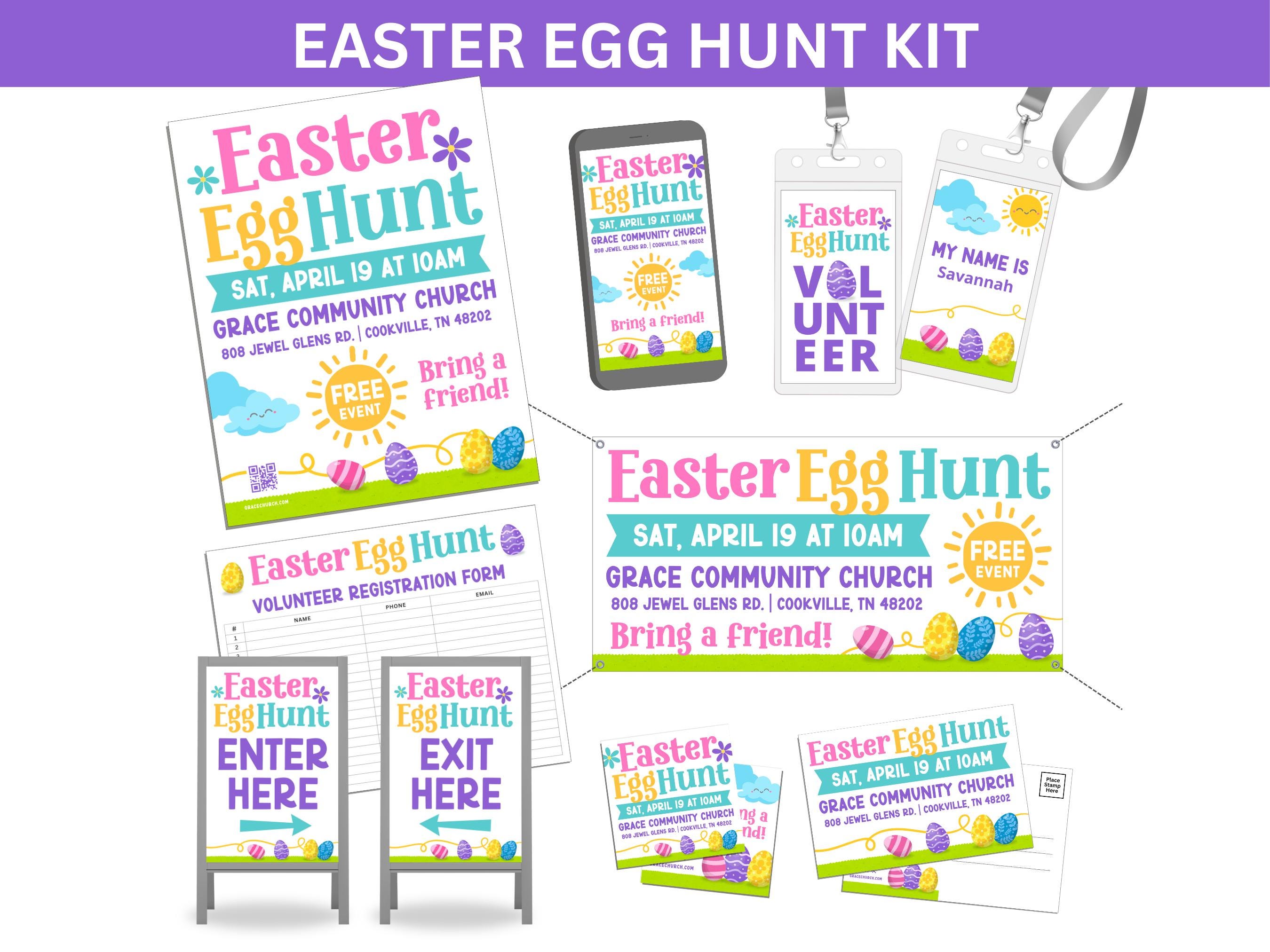 Colorful Easter Egg Hunt Bundle Easter Egg Hunt Flyer Easter Egg Hunt ...