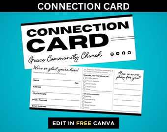 Customizable Church Connection Card Template, Church Welcome Card ...