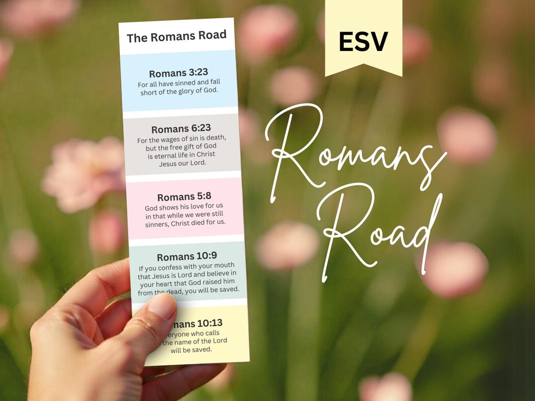 Romans Road Bookmark in Soft Pastel Shades, Church Outreach Card ...