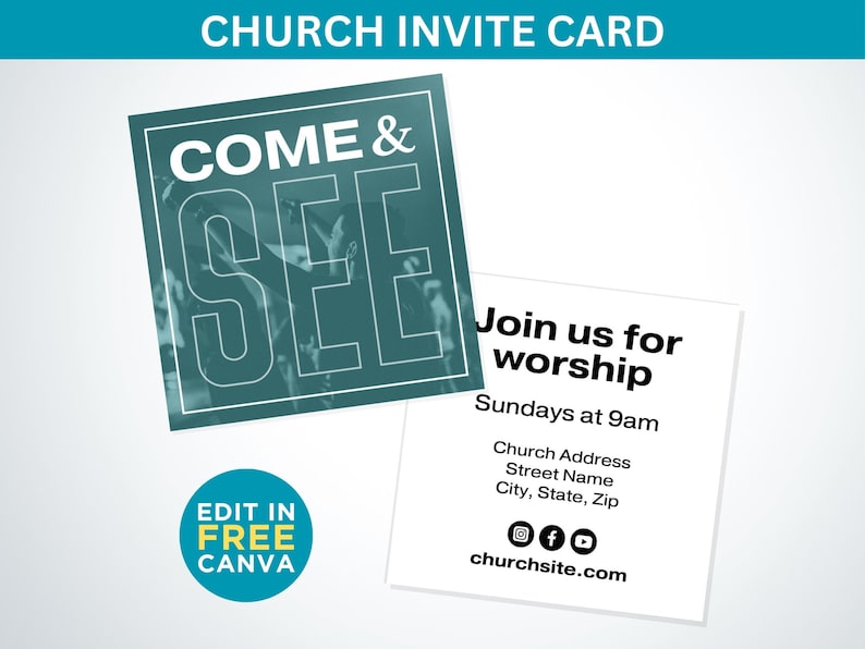Church Invite Card, Church Invitation Card, Church Invite, Church ...
