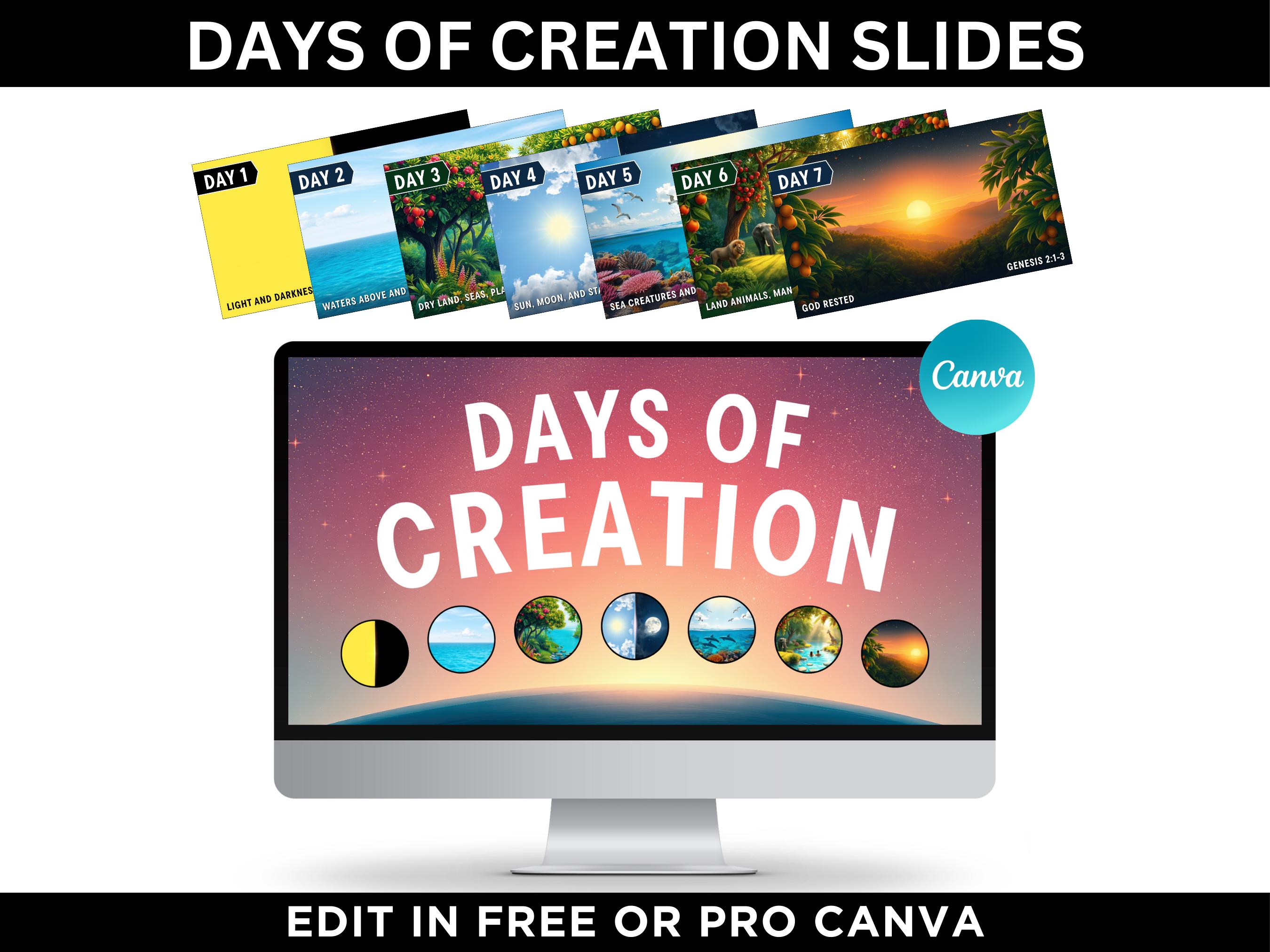Realistic Days of Creation Slides for Sunday School, 7 Days of Creation ...
