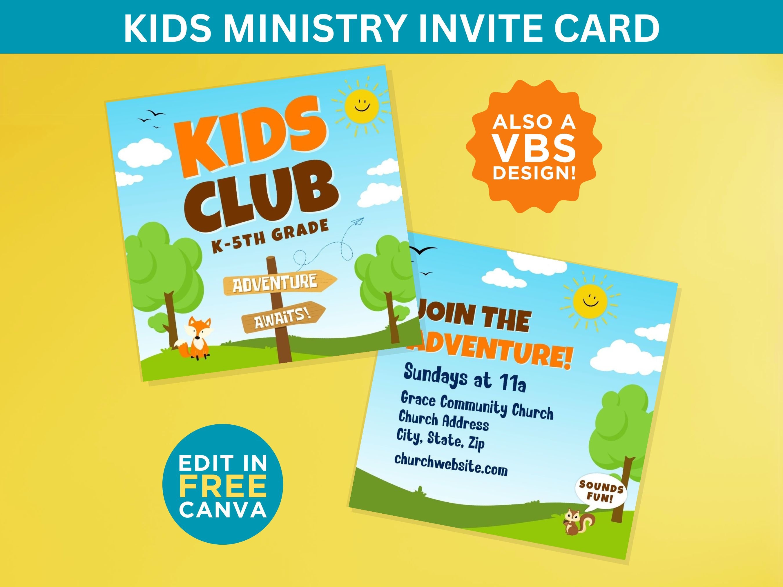 Kids Ministry Invite Card, Children's Ministry Invite Card, Church ...