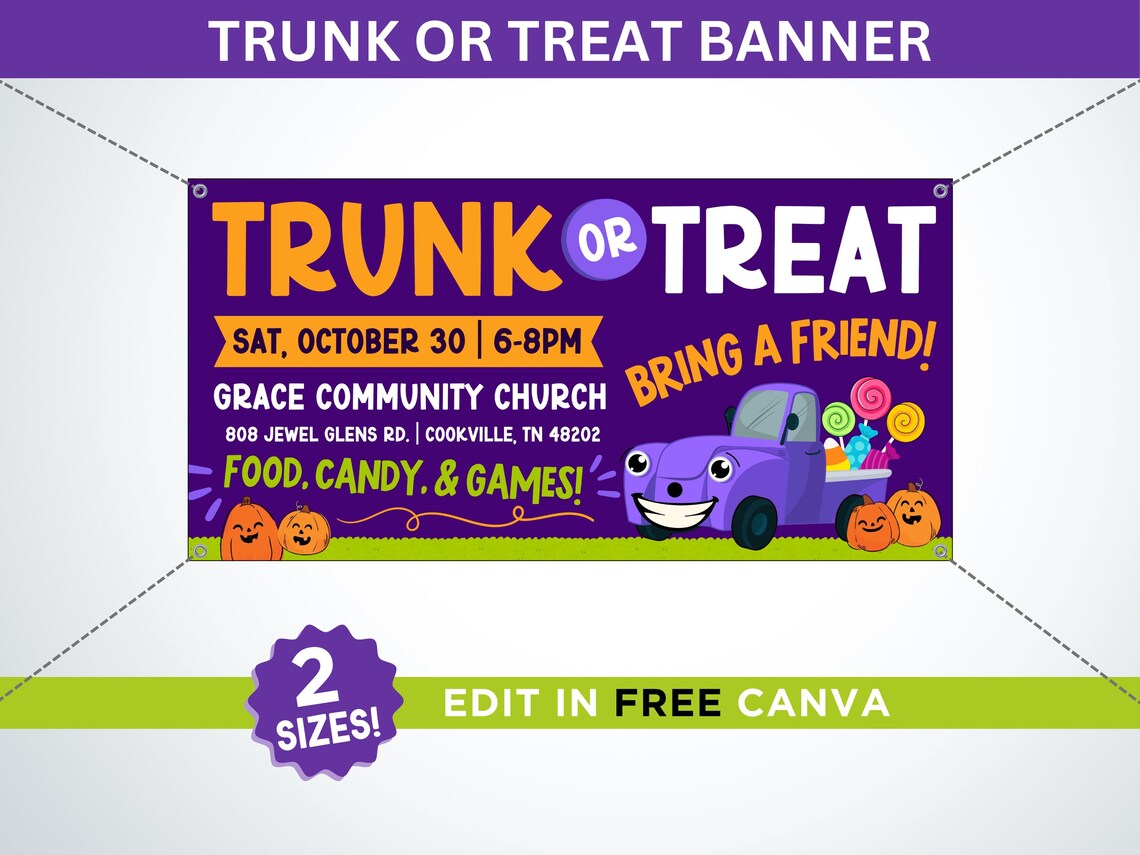 Trunk or Treat Banner Church Trunk or Treat Banner Trunk or Treat Trunk ...