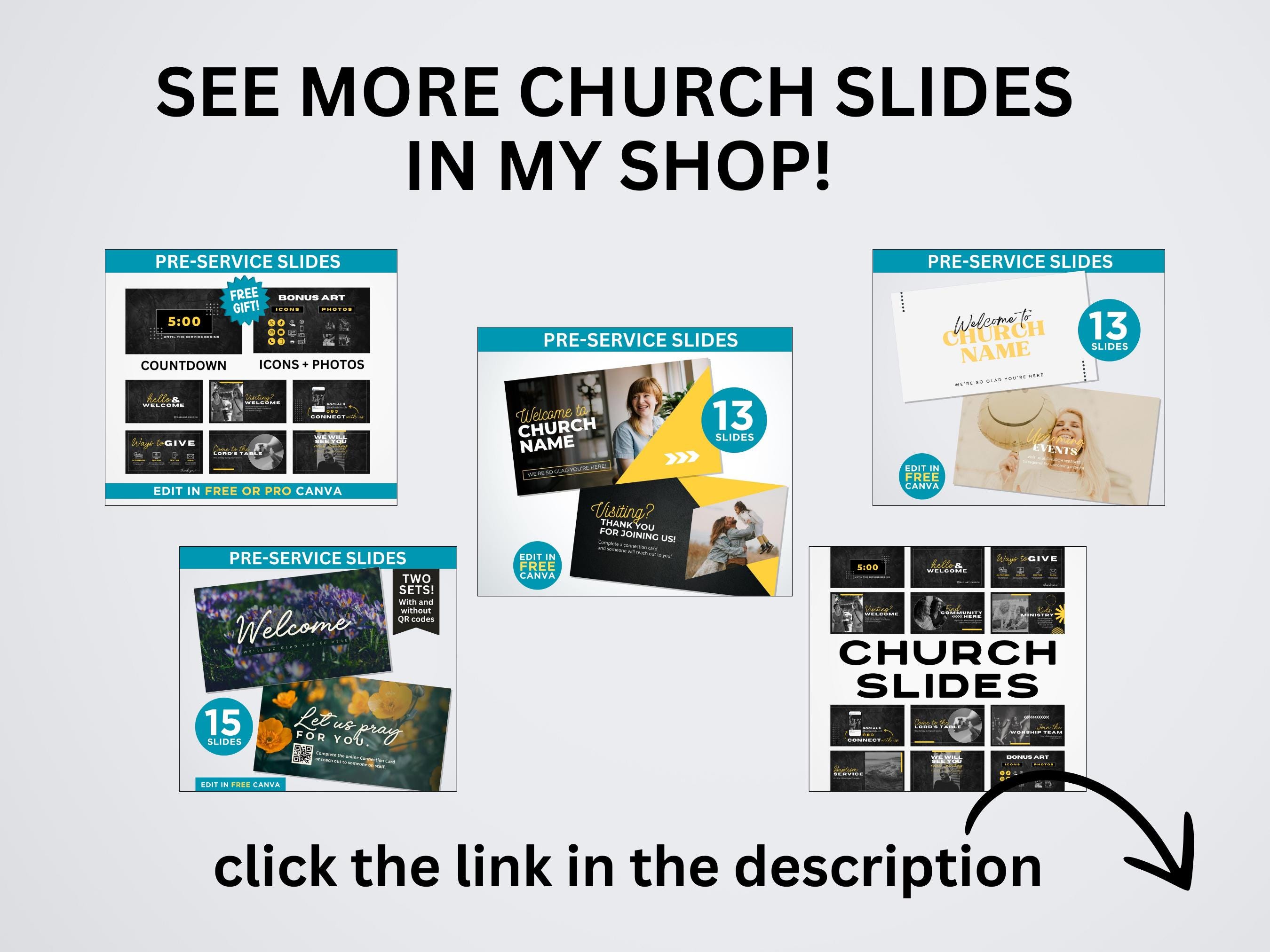 Church Pre-service Slides, Church Announcement Slides, Announcement ...