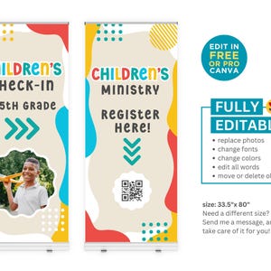 Children's Ministry Check-in Banner, Childrens Church Banner, Children ...