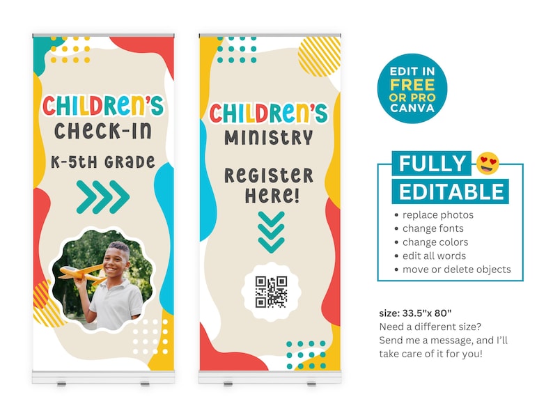 Children's Ministry Check-in Banner, Childrens Church Banner, Children ...