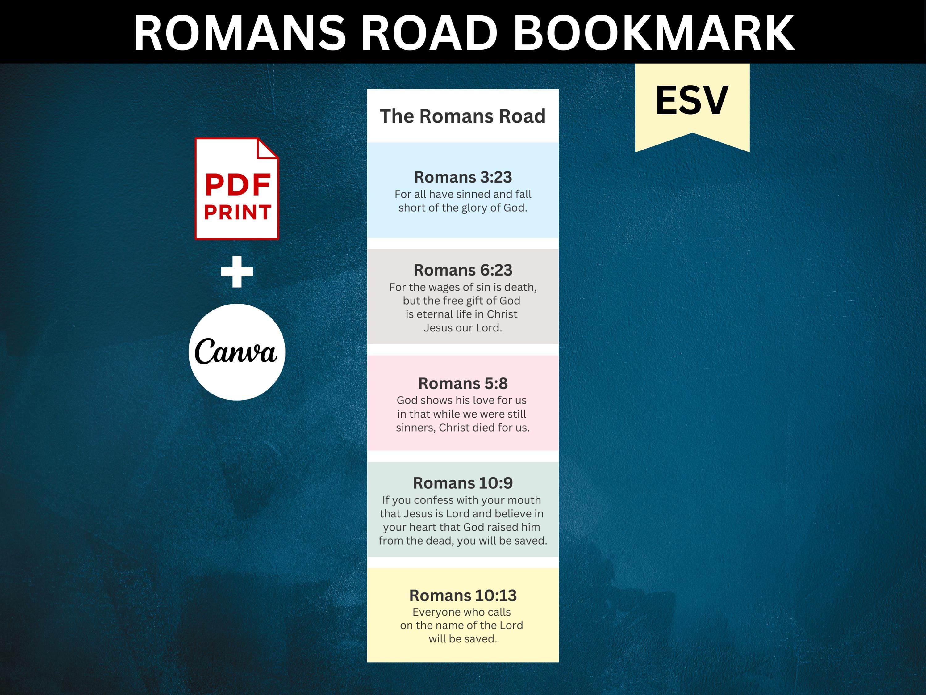 Romans Road Bookmark in Soft Pastel Shades, Church Outreach Card ...