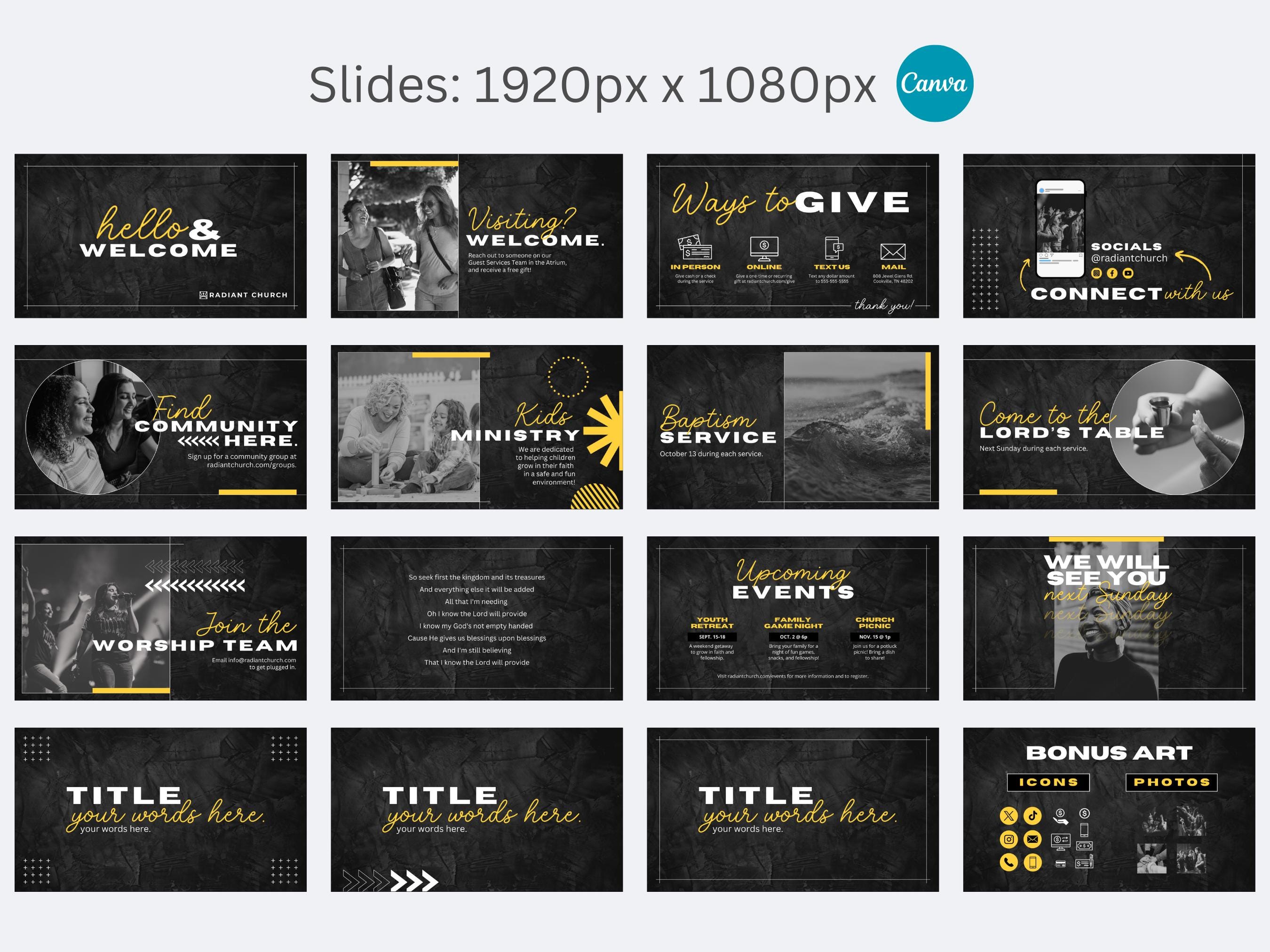 Church Slides and Church Social Media Bundle, Editable Church Posts ...
