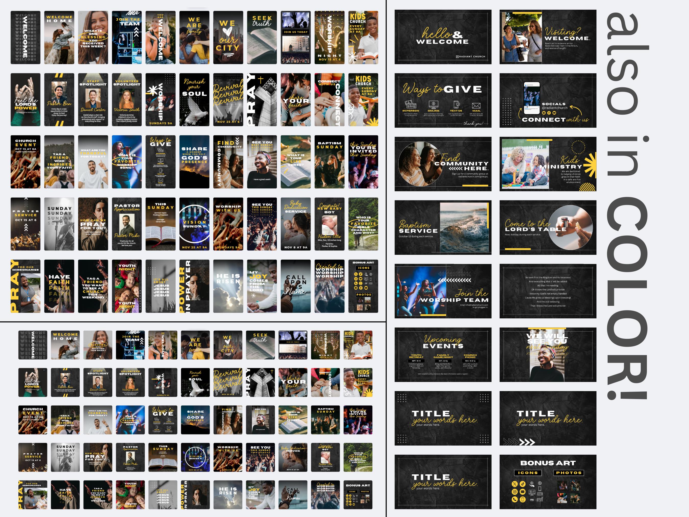 Church Slides and Church Social Media Bundle, Editable Church Posts ...
