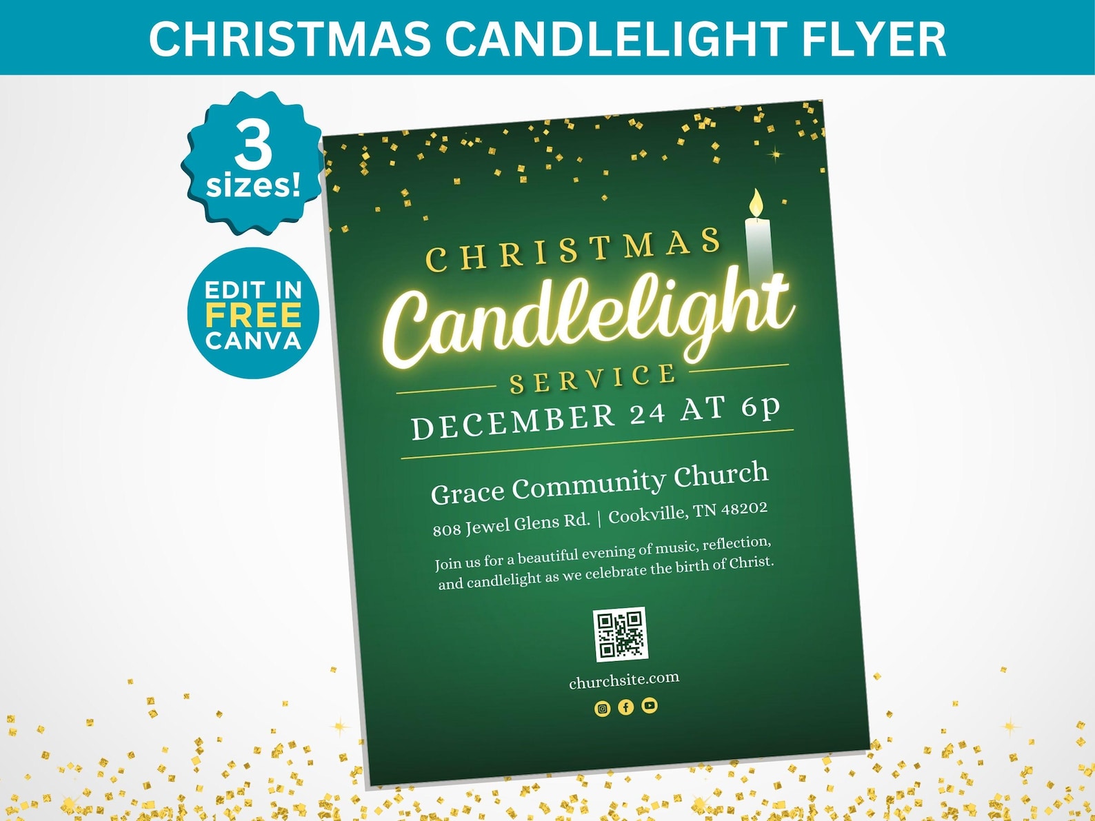 Christmas Candlelight Service Flyer Candlelight Service Candlelight ...