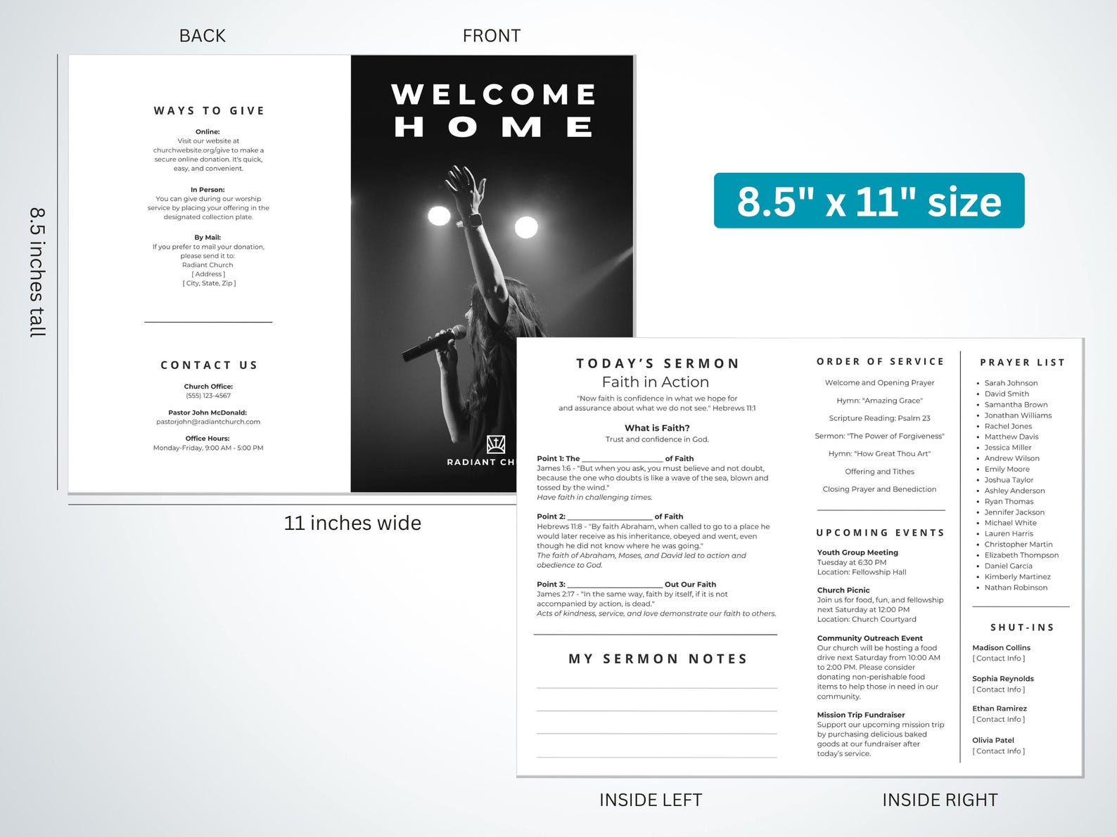 Beautiful Church Bulletin, Church Program, Simple Bulletin, Sunday ...