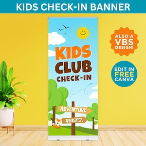 Kids Ministry Check-in Retractable Banner, Children's Ministry Pop up ...