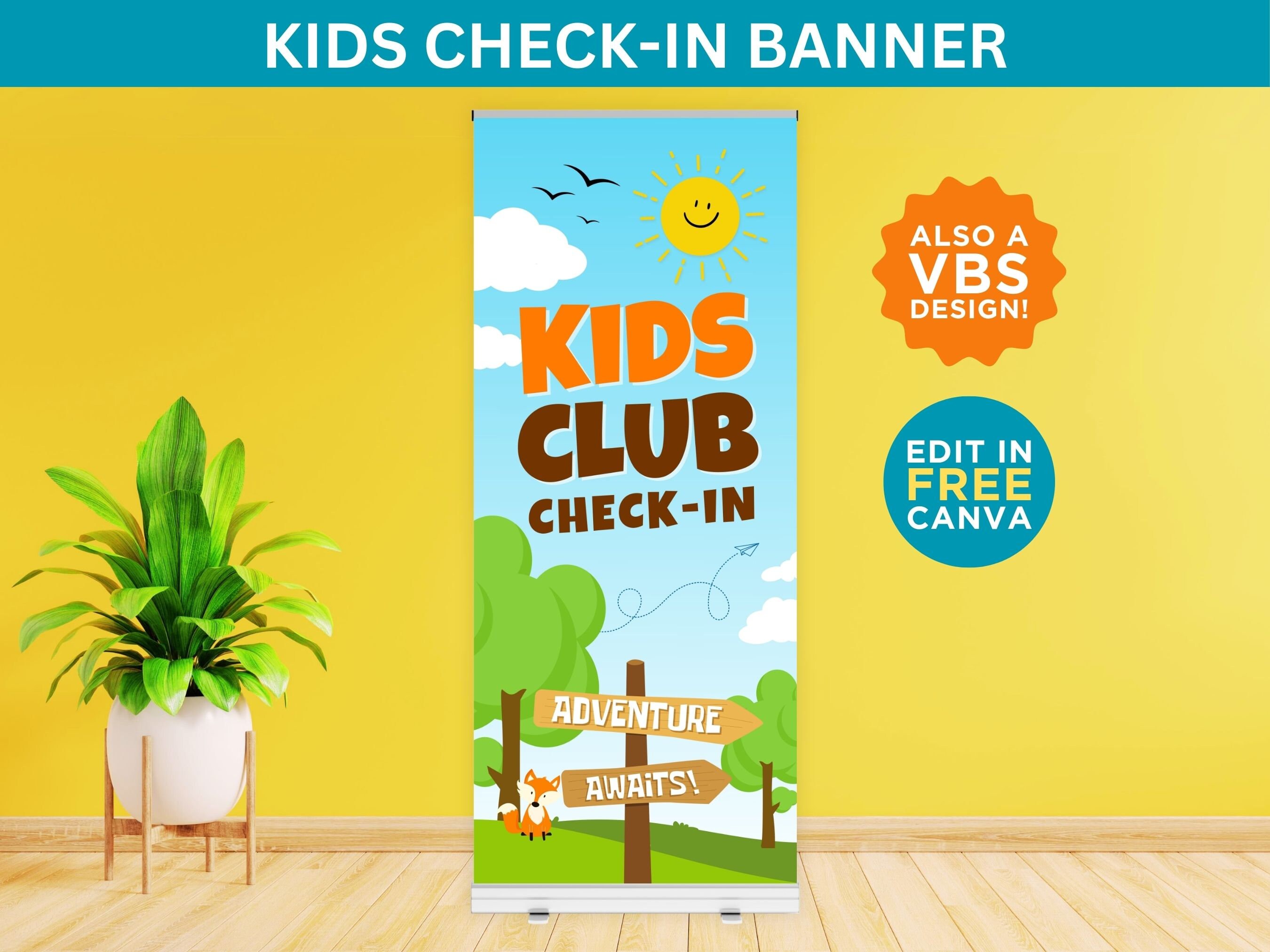 Kids Ministry Check-in Retractable Banner, Children's Ministry Pop up ...
