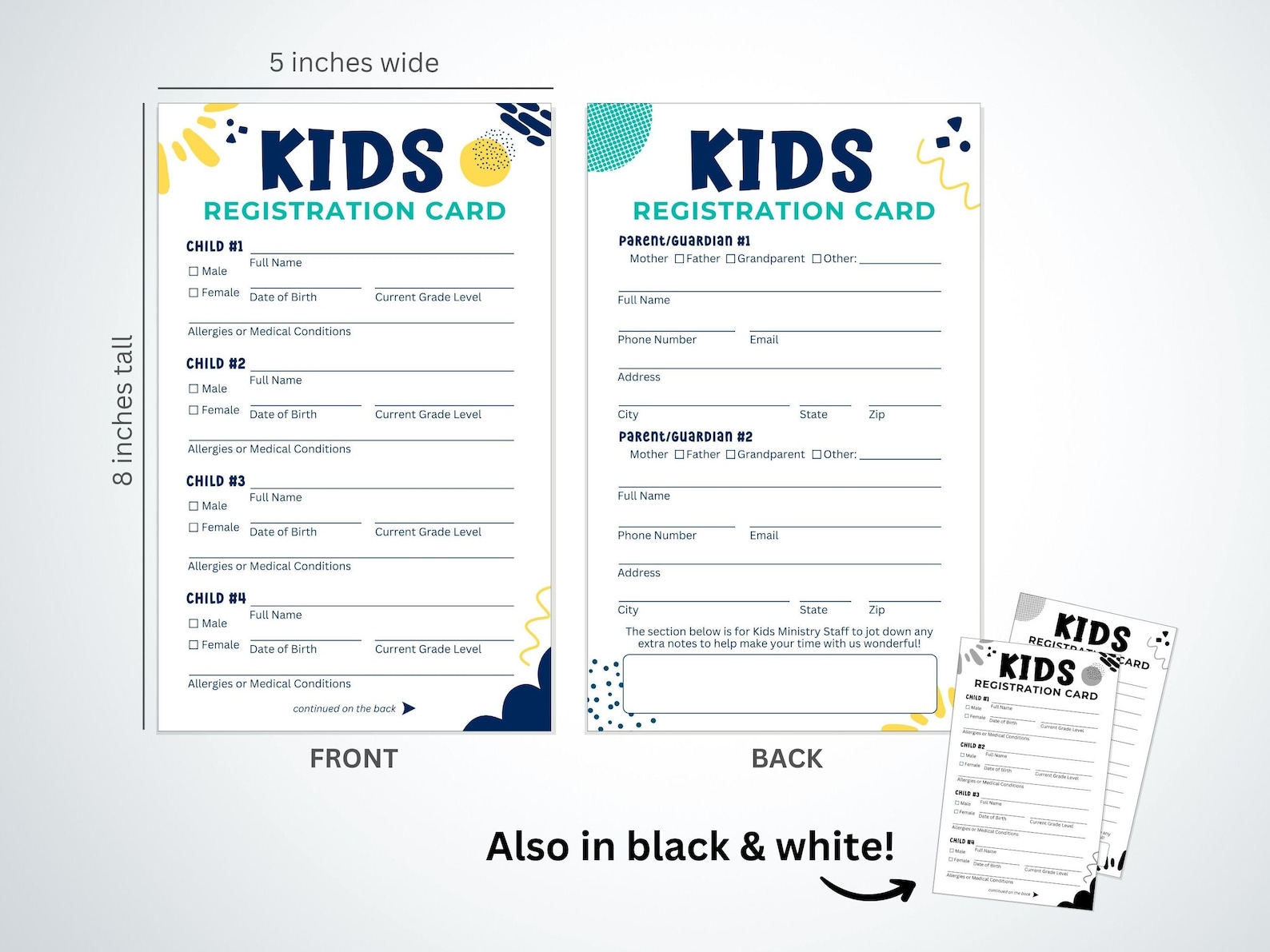 Kids Ministry Registration Card, Children's Ministry Registration, Kids ...