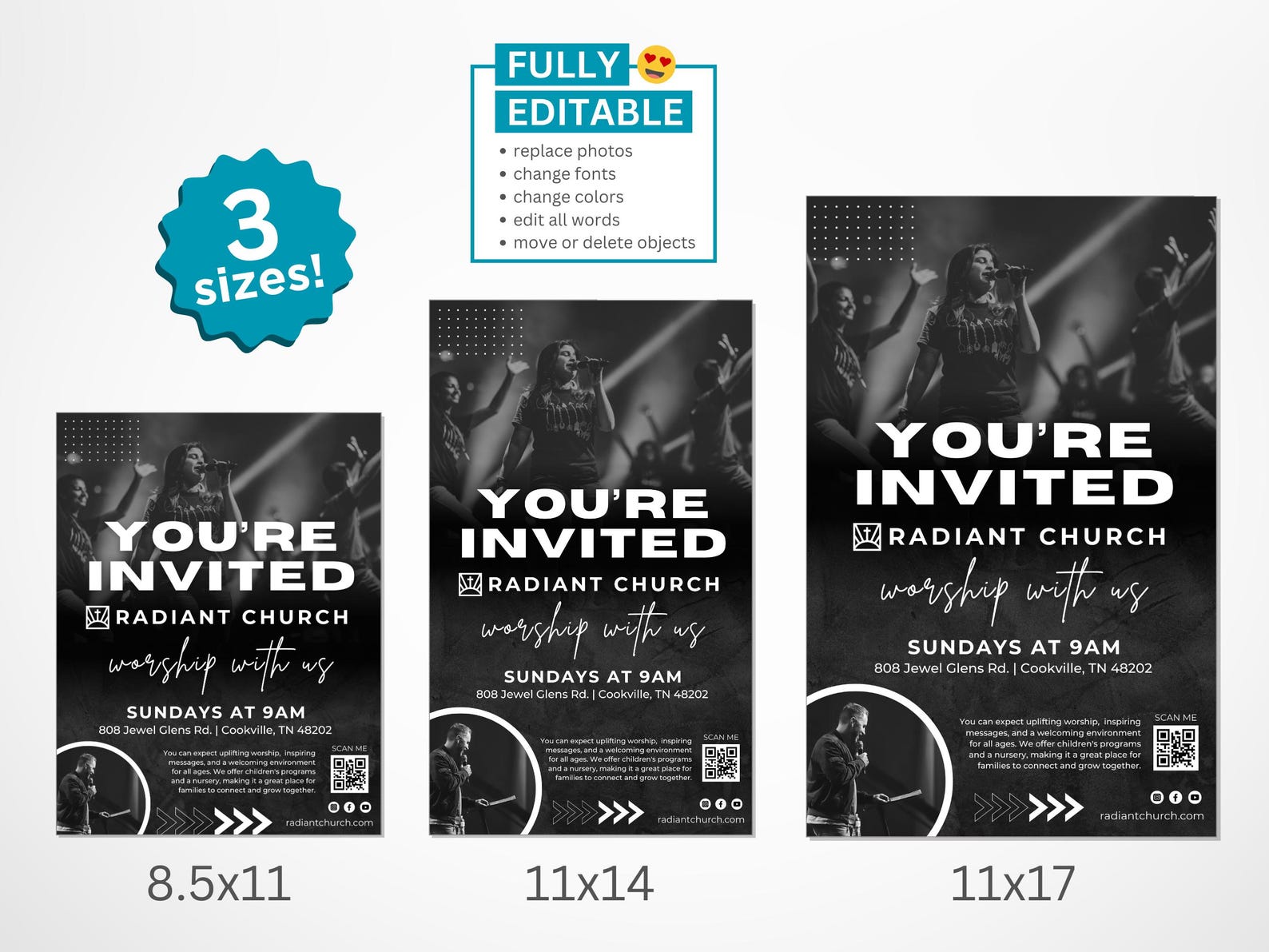Beautiful Black and White Church Flyer, Eye-catching Church Flyer ...