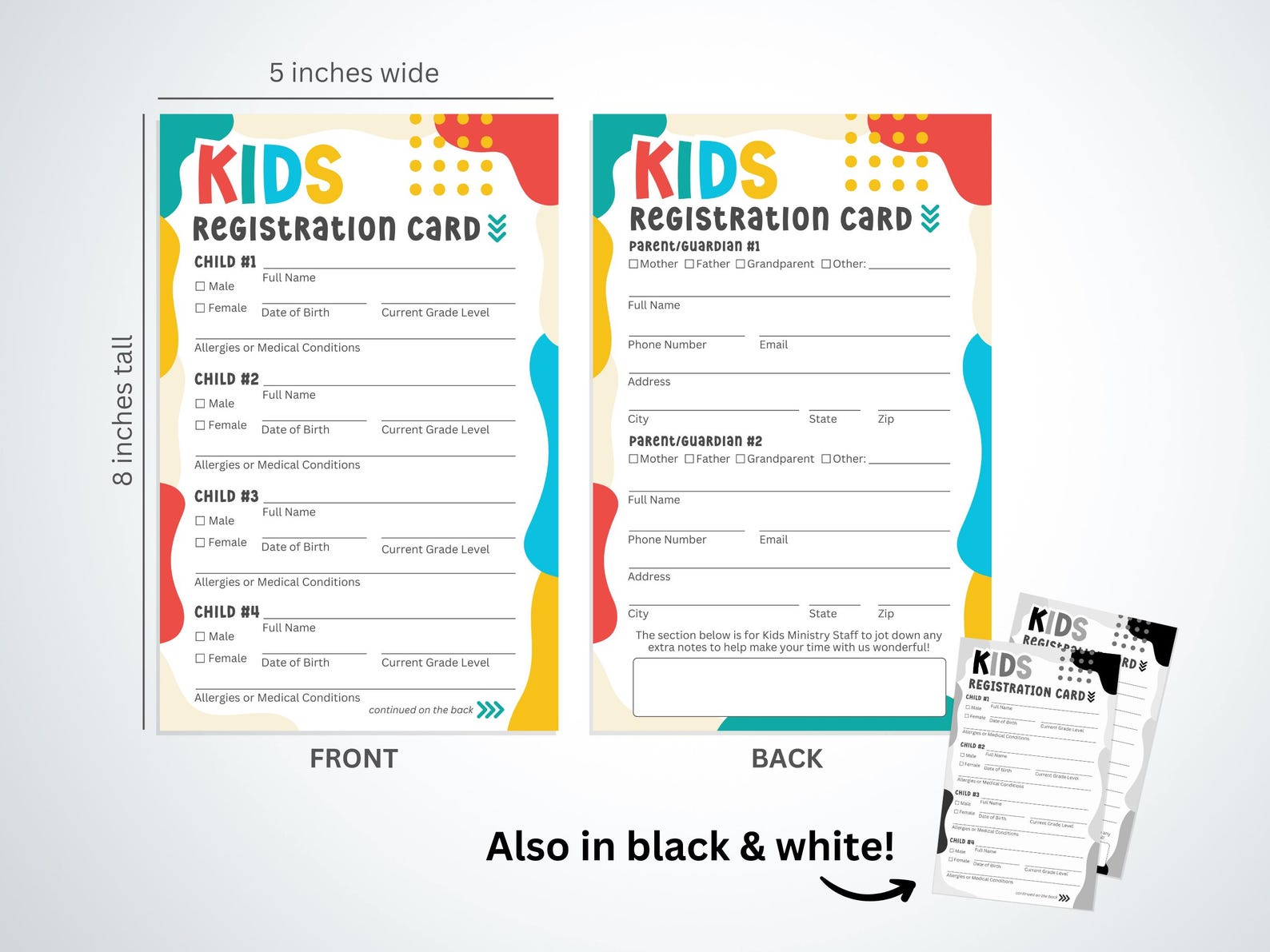 Kids Ministry Registration Card, Children's Ministry Registration, Kids ...