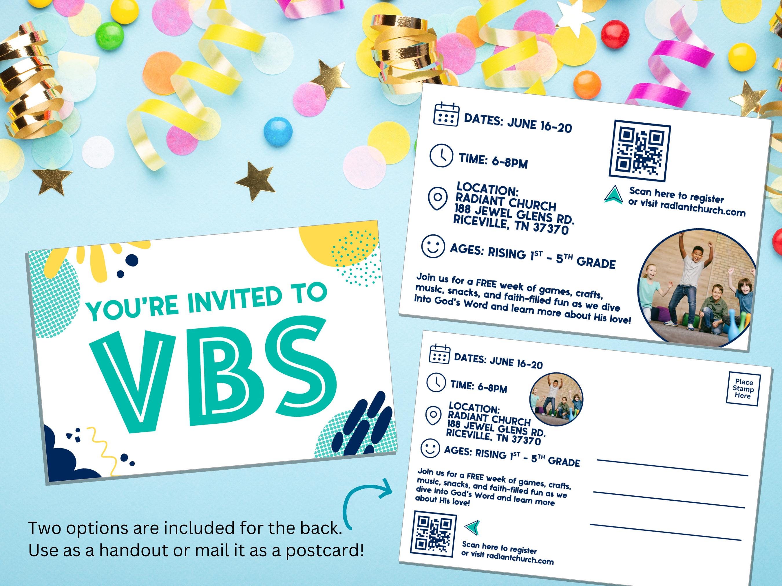 VBS Flyer, VBS Invite Card in Bold Bright Colors, VBS Flyer Editable in ...