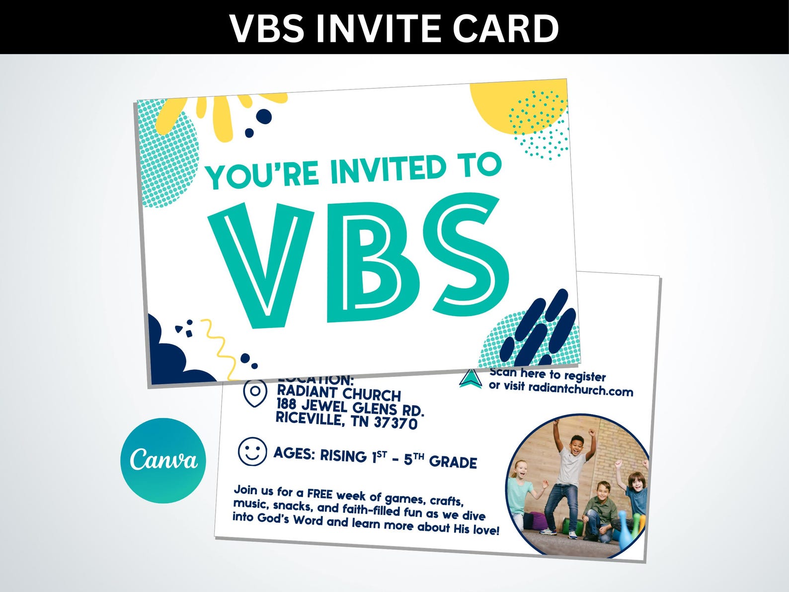 VBS Flyer, VBS Invite Card in Bold Bright Colors, VBS Flyer Editable in ...