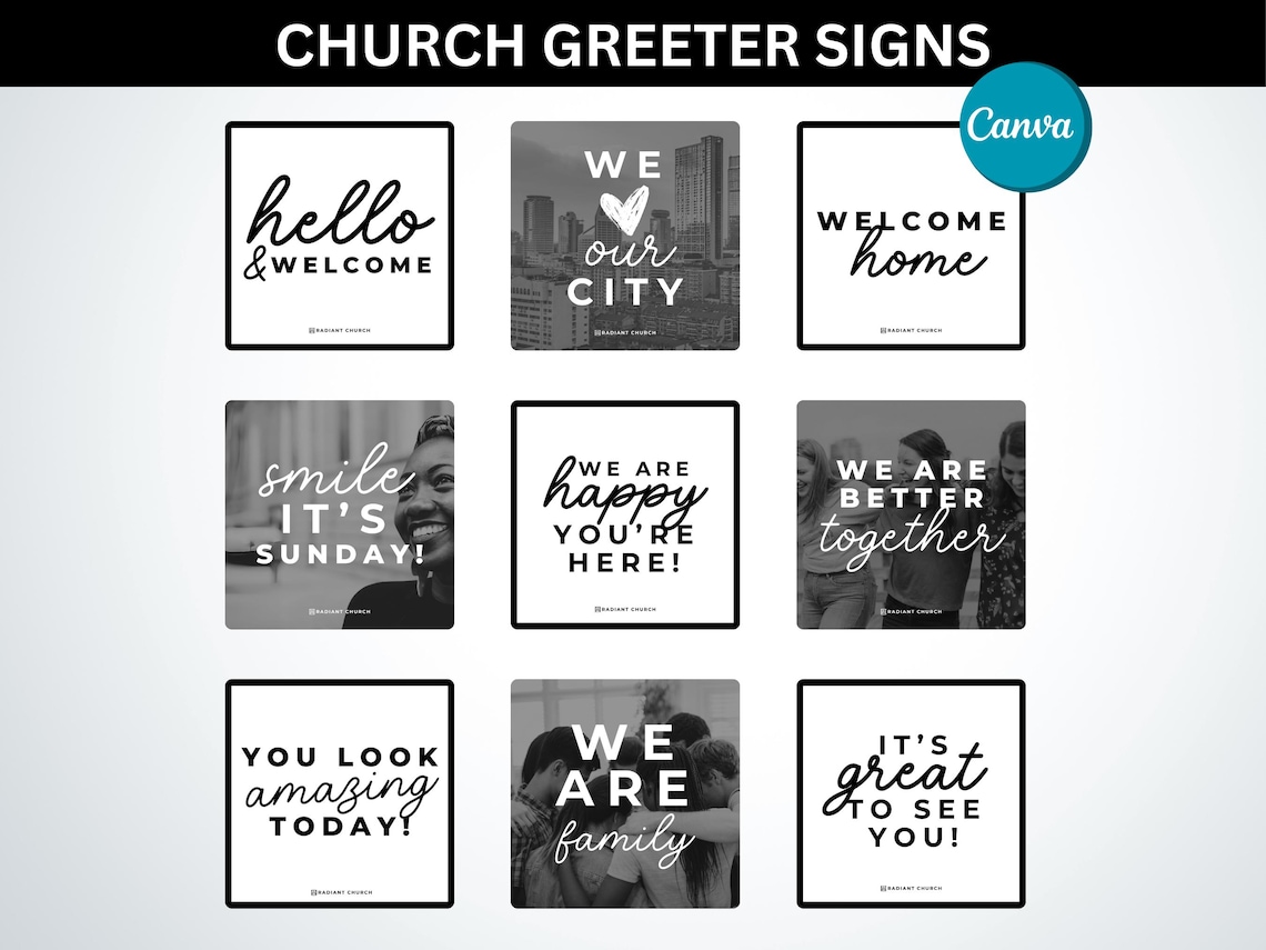 Black and White Church Greeter Signs Church Welcome Signs Templates ...