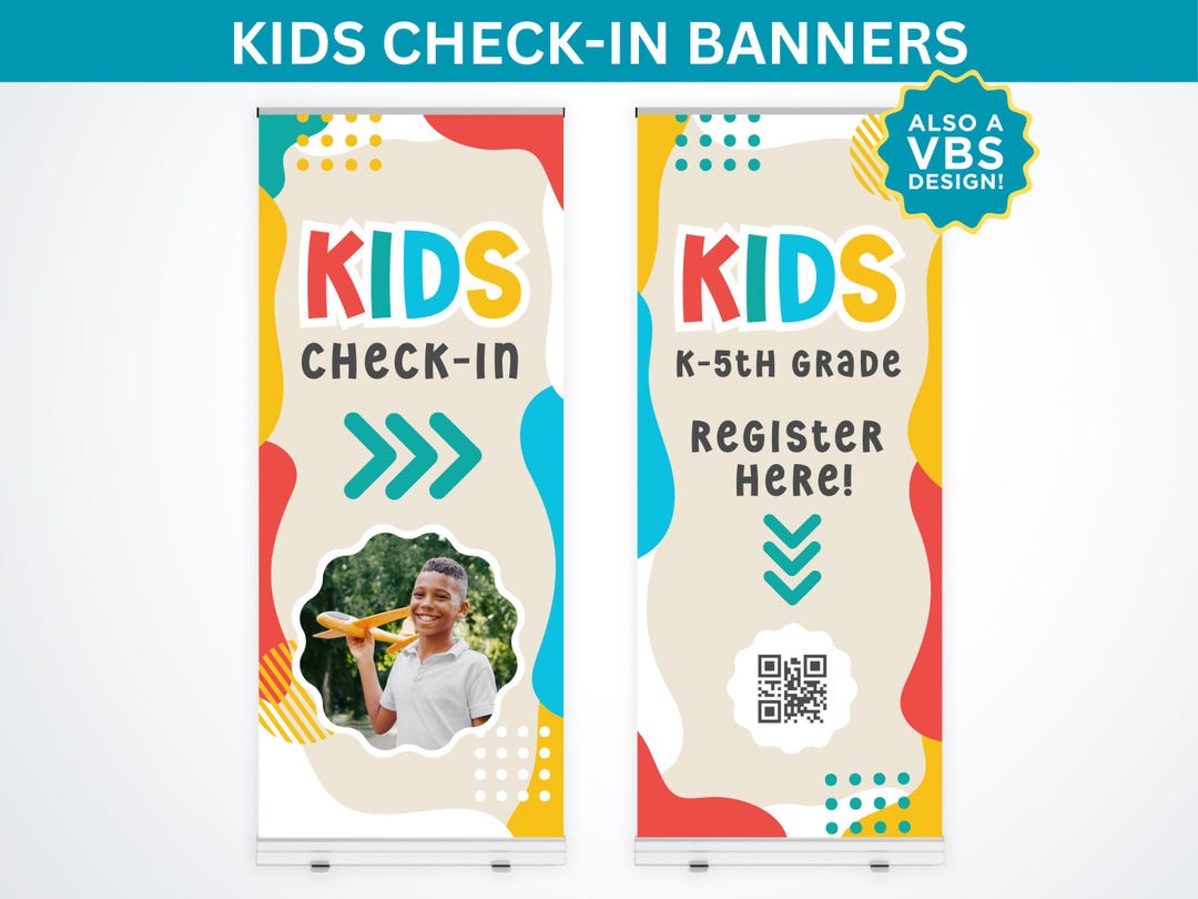Kids Ministry Check-in Retractable Banner, Children's Ministry Pop up ...