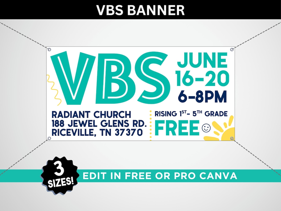 VBS Banner, VBS Banner in Bold Bright Colors, VBS Banner Editable in ...