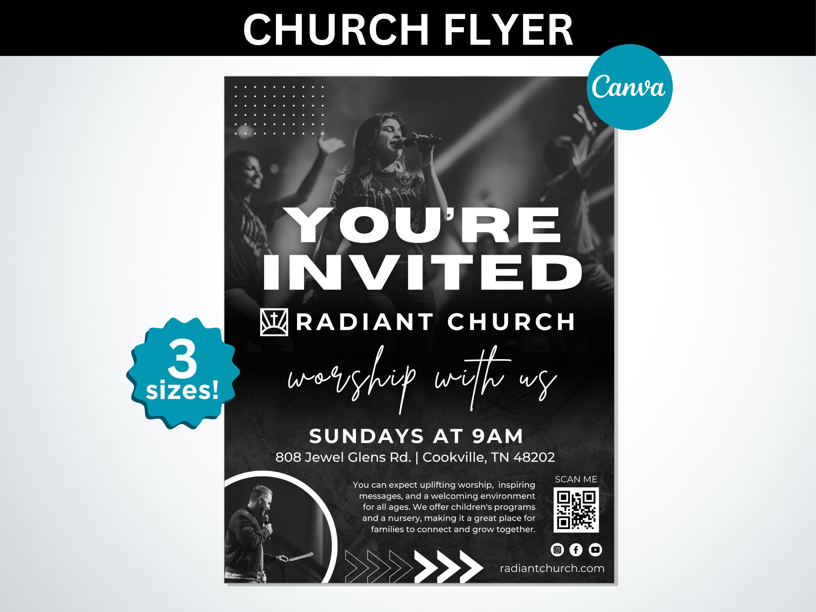 Beautiful Black and White Church Flyer, Eye-catching Church Flyer ...