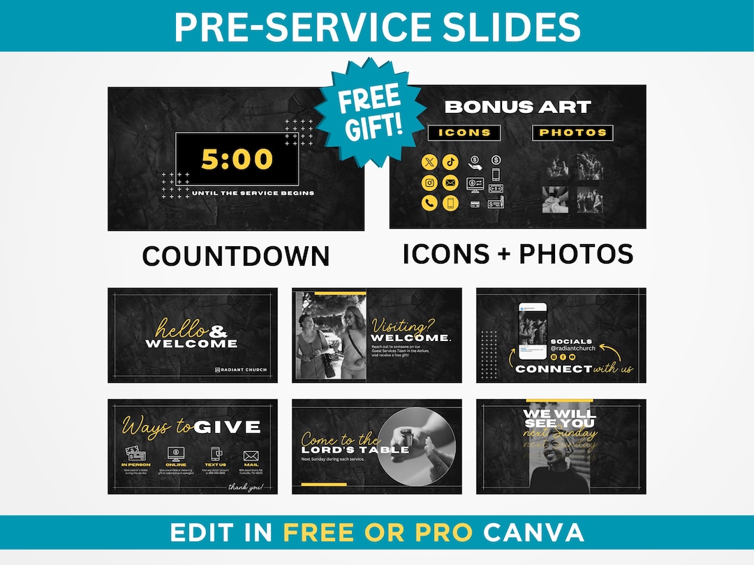 Church Pre-service Slides, Church Announcement Slides, Announcement ...