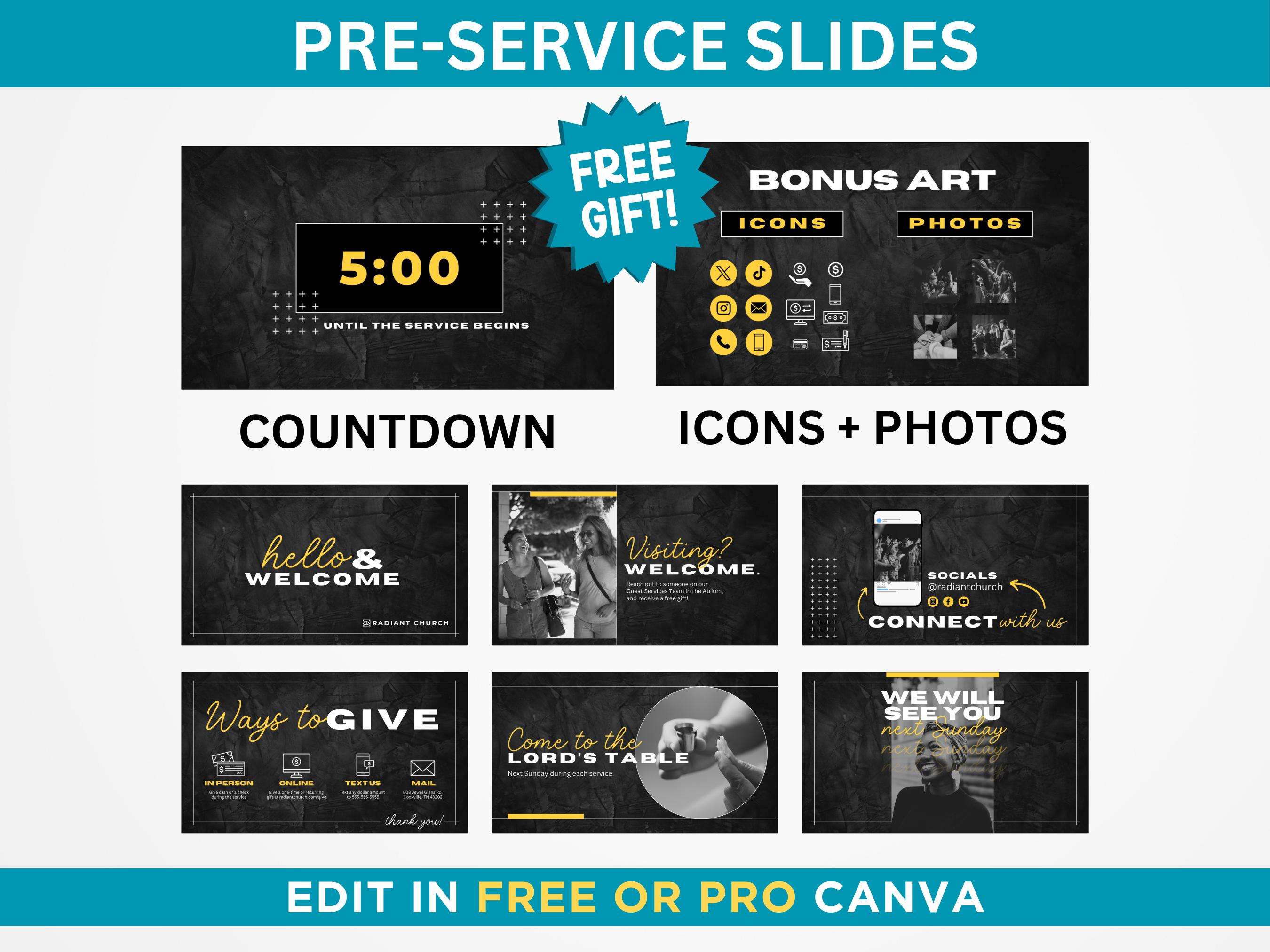 Church Pre-service Slides, Church Announcement Slides, Announcement ...