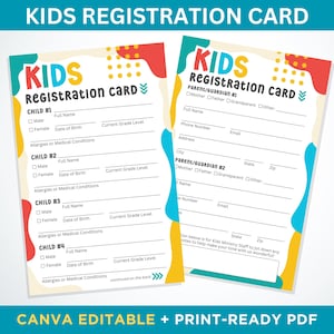 Kids Ministry Registration Card, Children's Ministry Registration, Kids ...