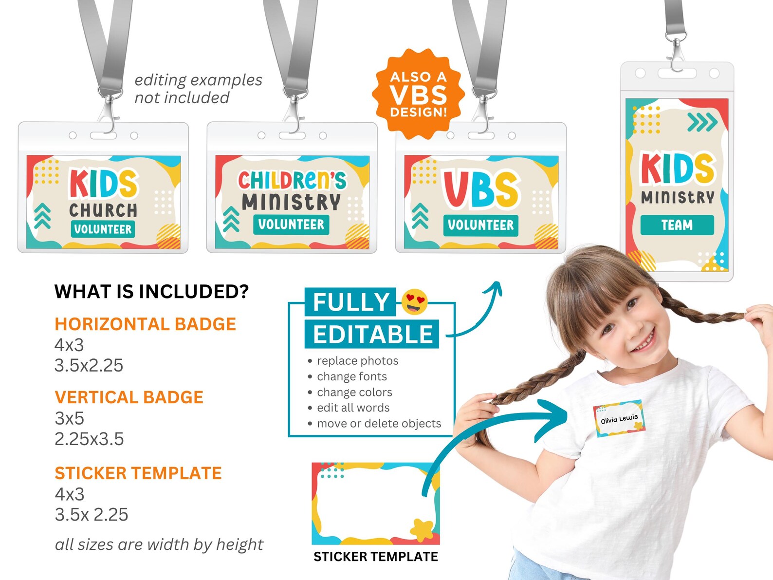 Horizontal and Vertical Kids Church Badge Children's Ministry Name ...