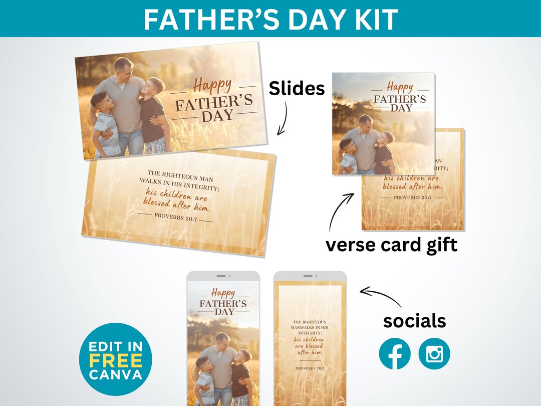 Father's Day Kit for Church, Father's Day Slides, Father's Day Verse ...