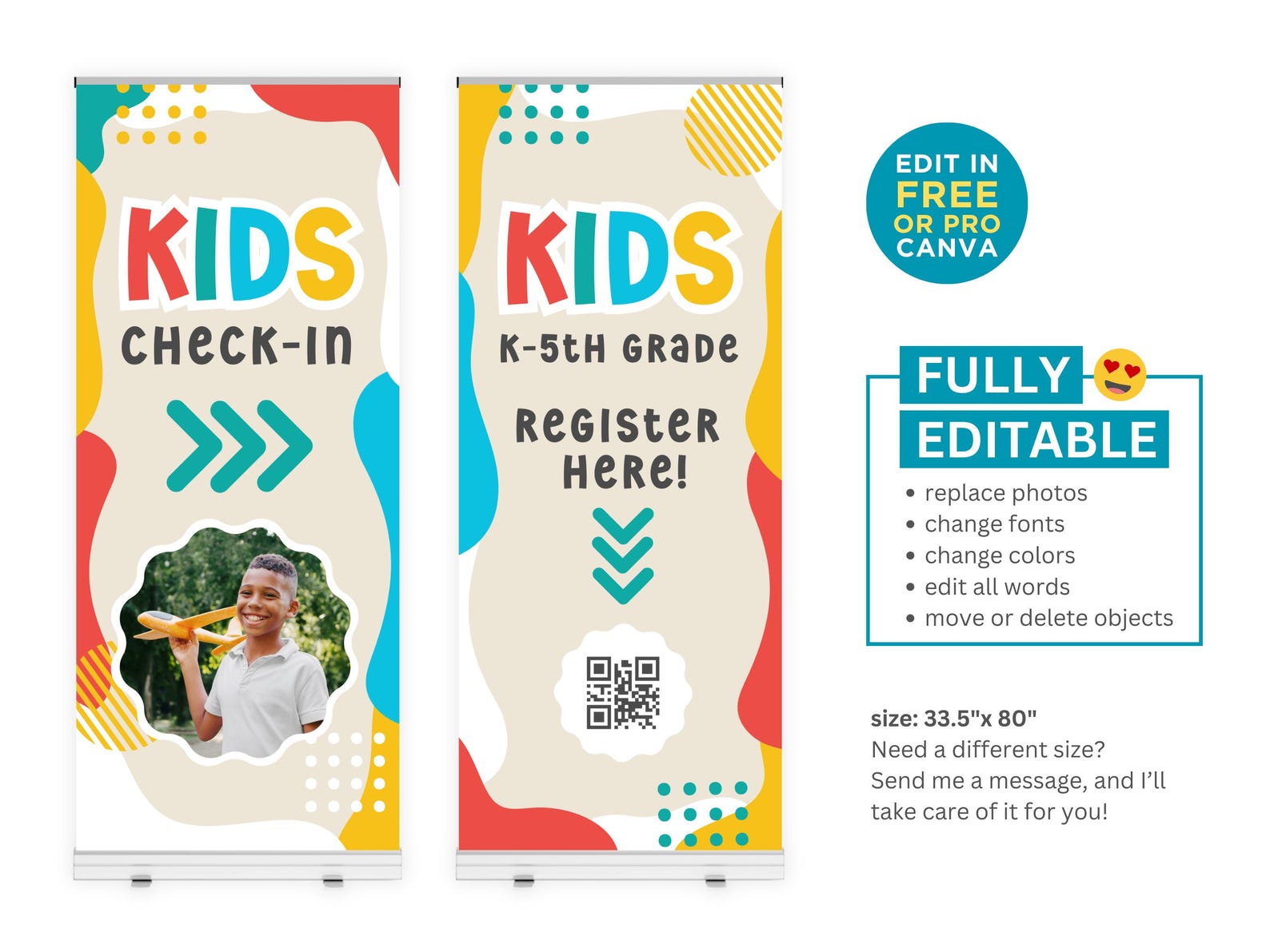 Kids Ministry Check-in Retractable Banner, Children's Ministry Pop up ...