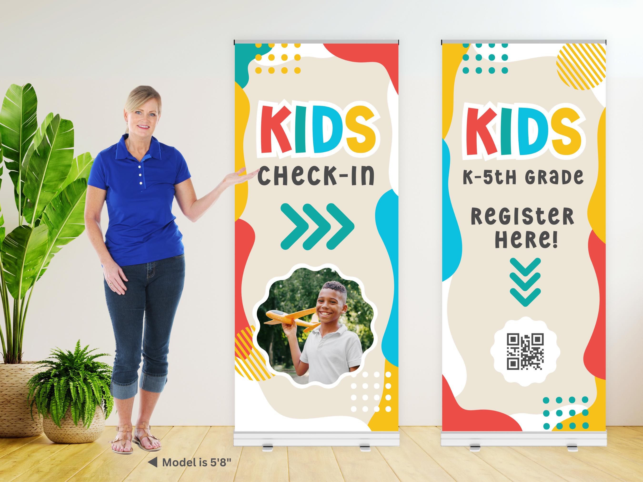 Kids Ministry Check-in Retractable Banner, Children's Ministry Pop up ...