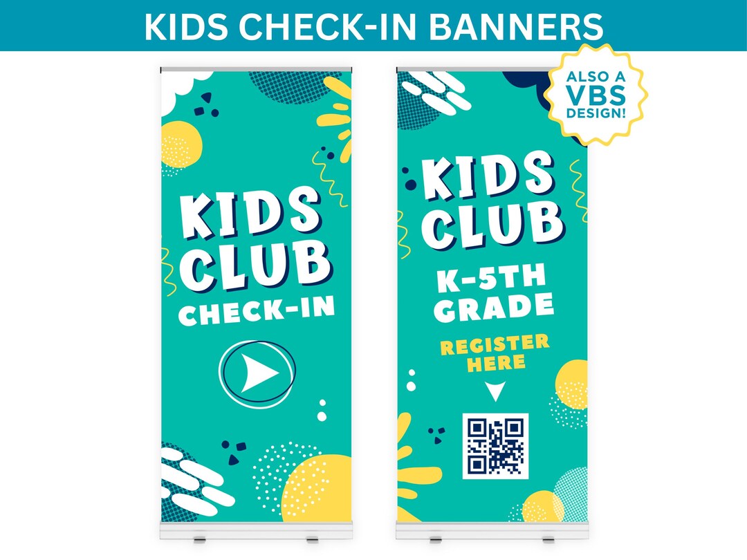 Kids Ministry Check-in Banner, Children's Ministry Banner, Kids ...