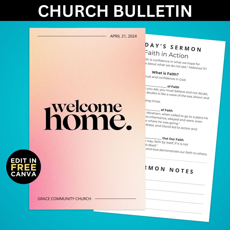 Church Bulletin Template - Etsy