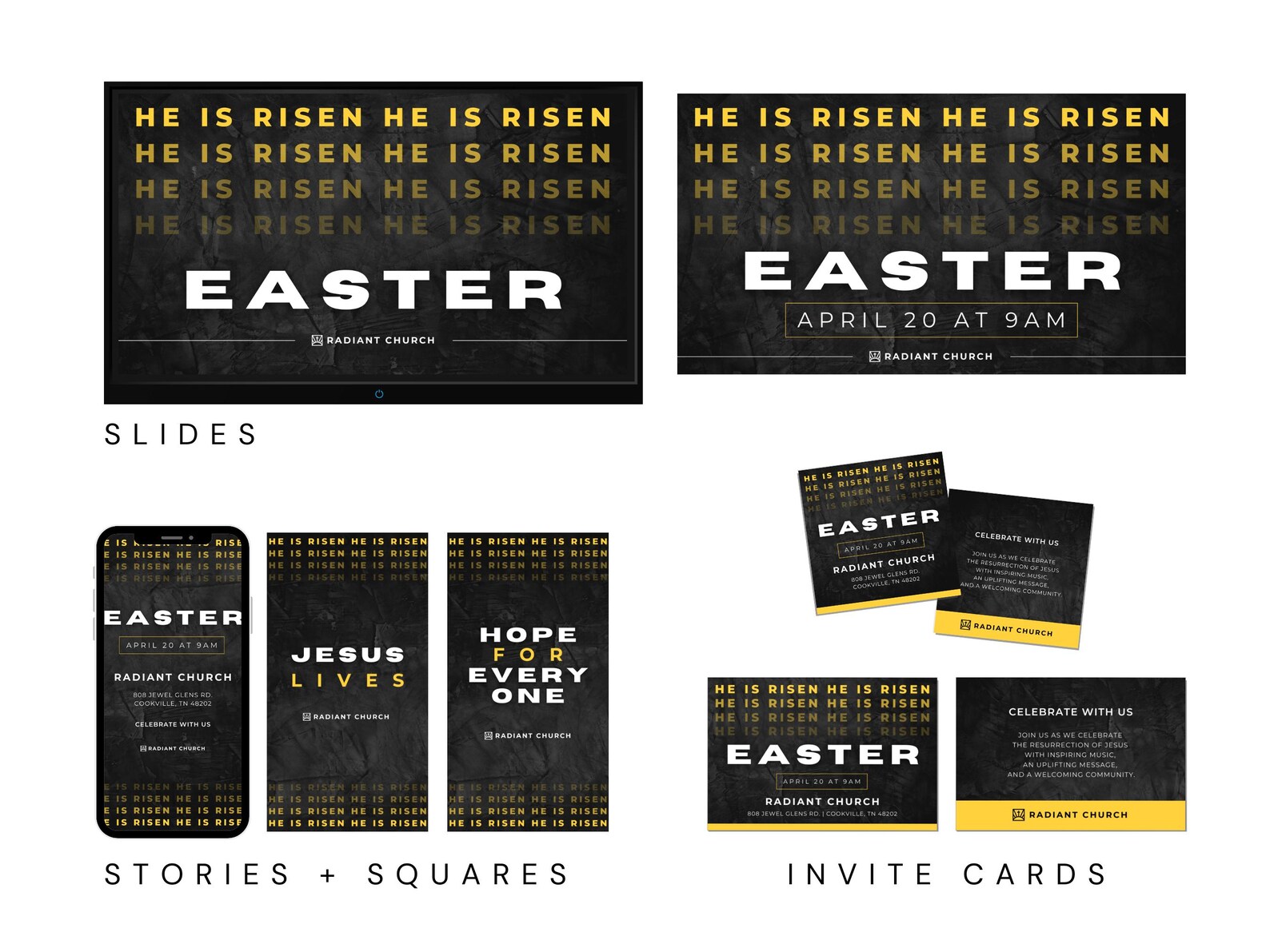 Powerful and Modern Black and White Easter Sunday Bundle Church Easter ...