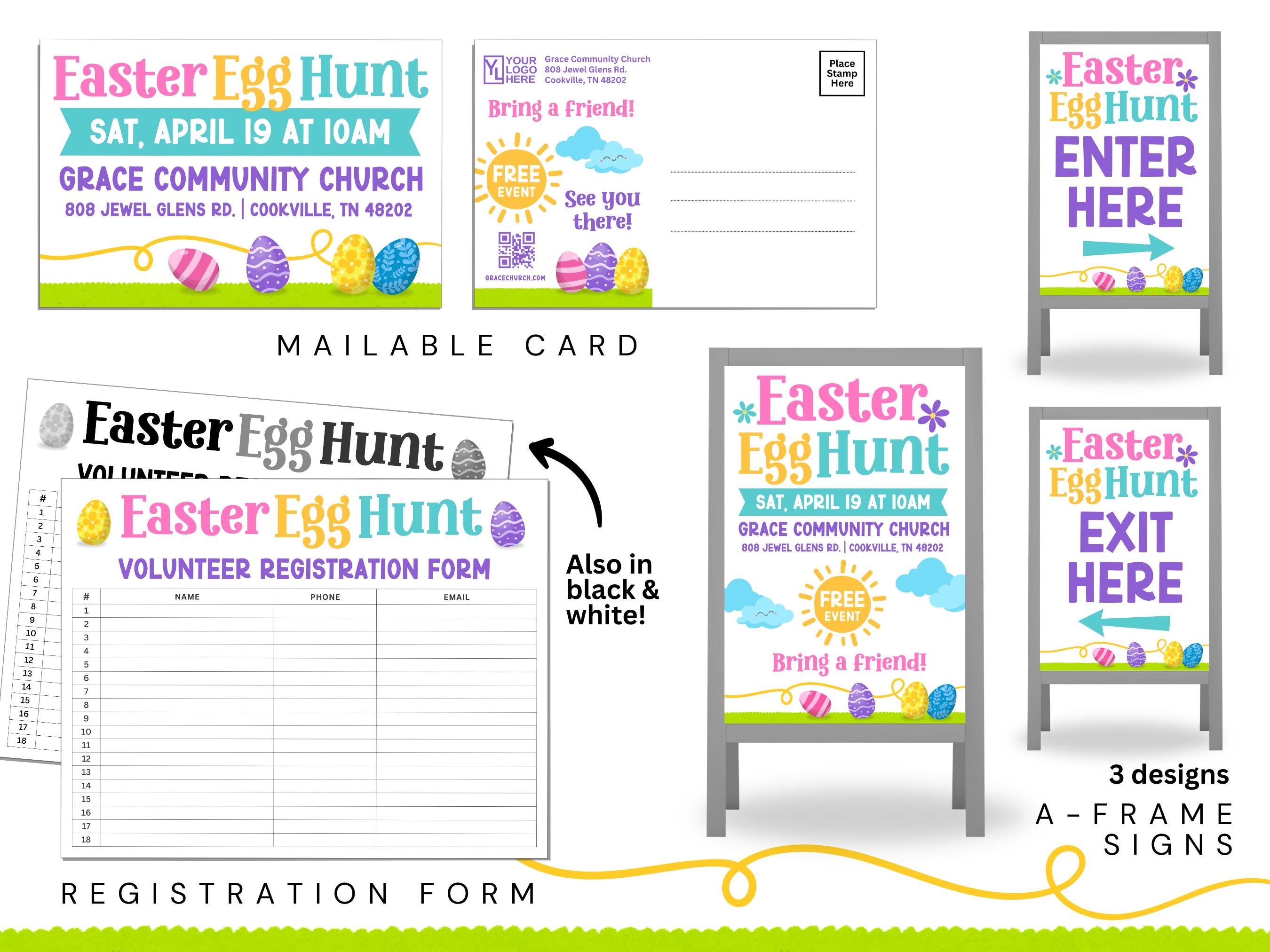Colorful Easter Egg Hunt Bundle Easter Egg Hunt Flyer Easter Egg Hunt ...