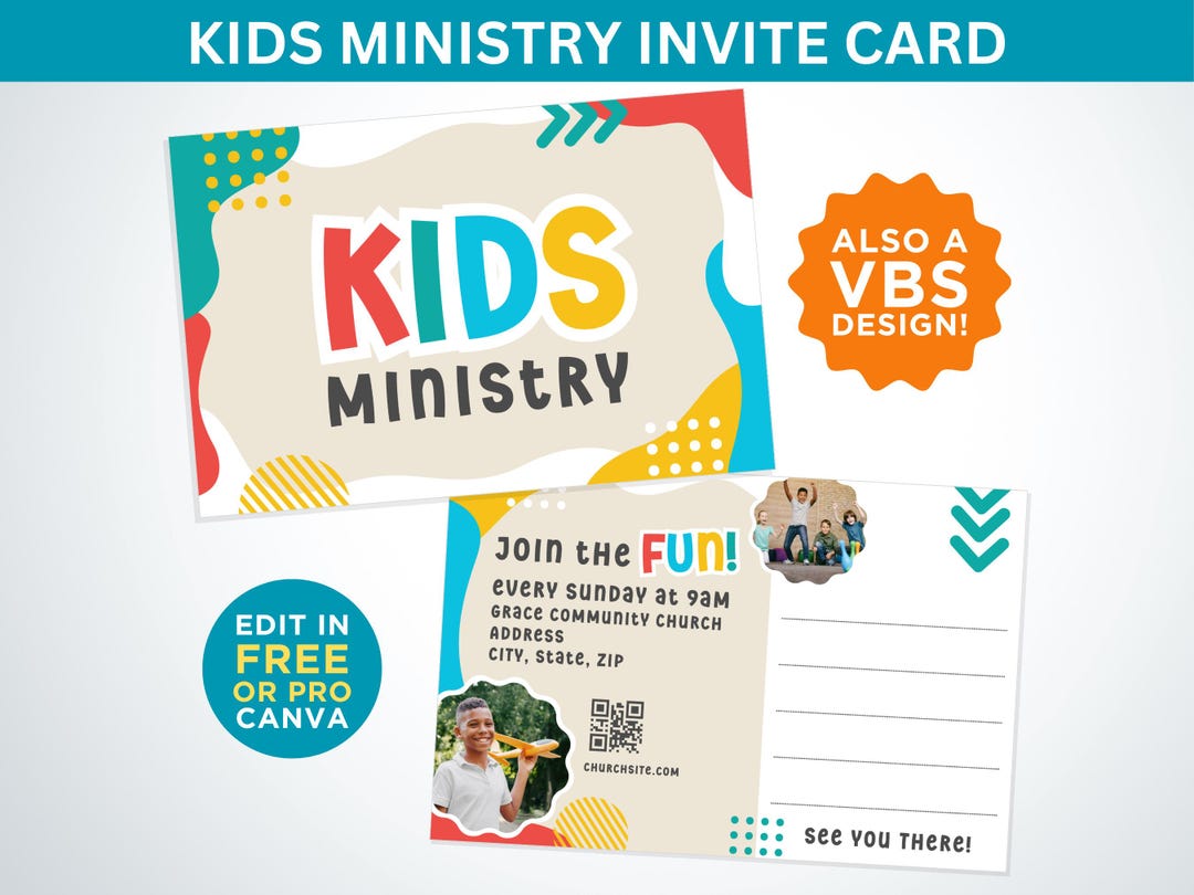 Kids Ministry Invite Card, Children's Ministry Invite Card, Church ...