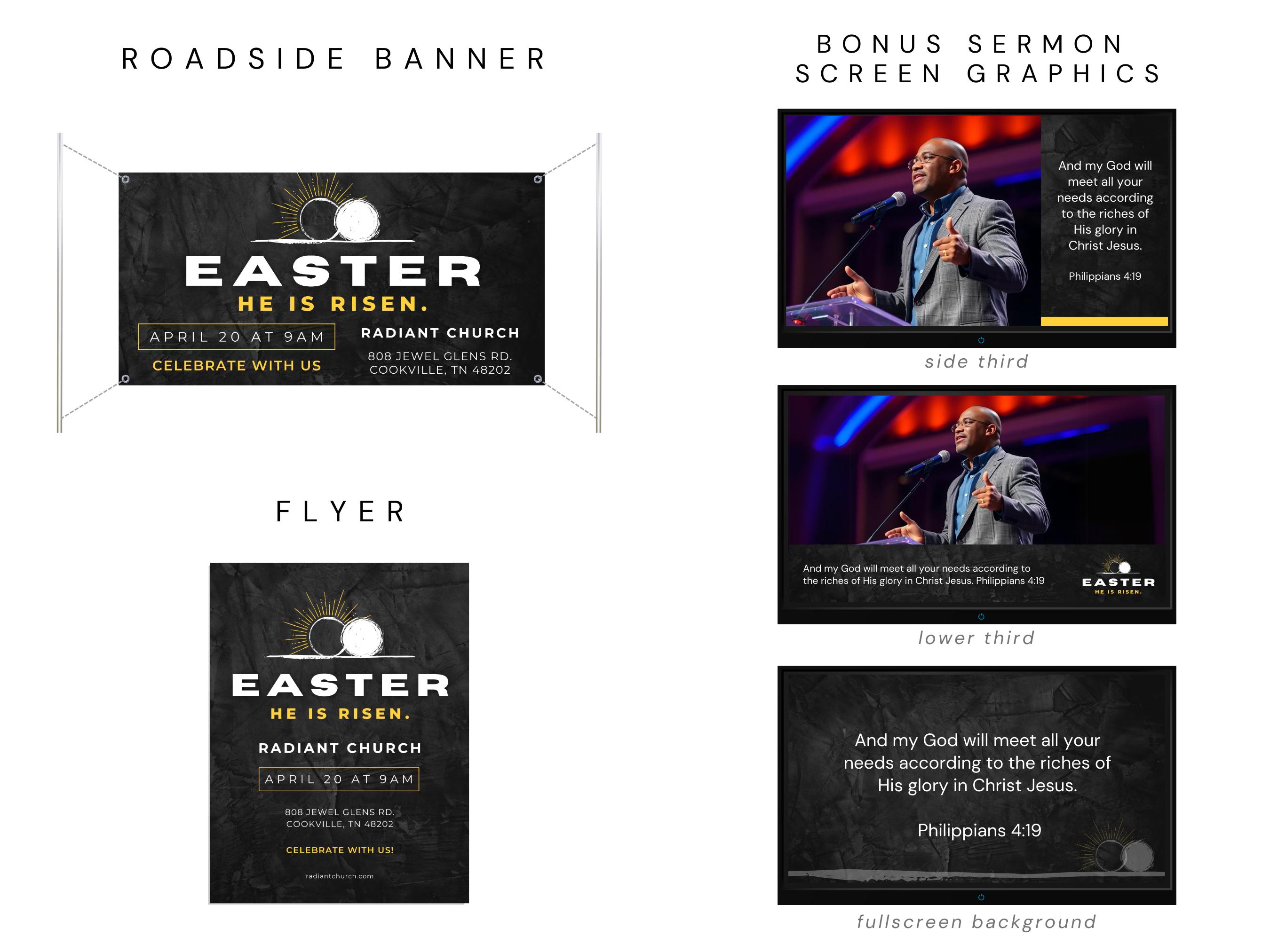 Bold and Modern He is Risen Easter Sunday Bundle Church Easter Graphics ...