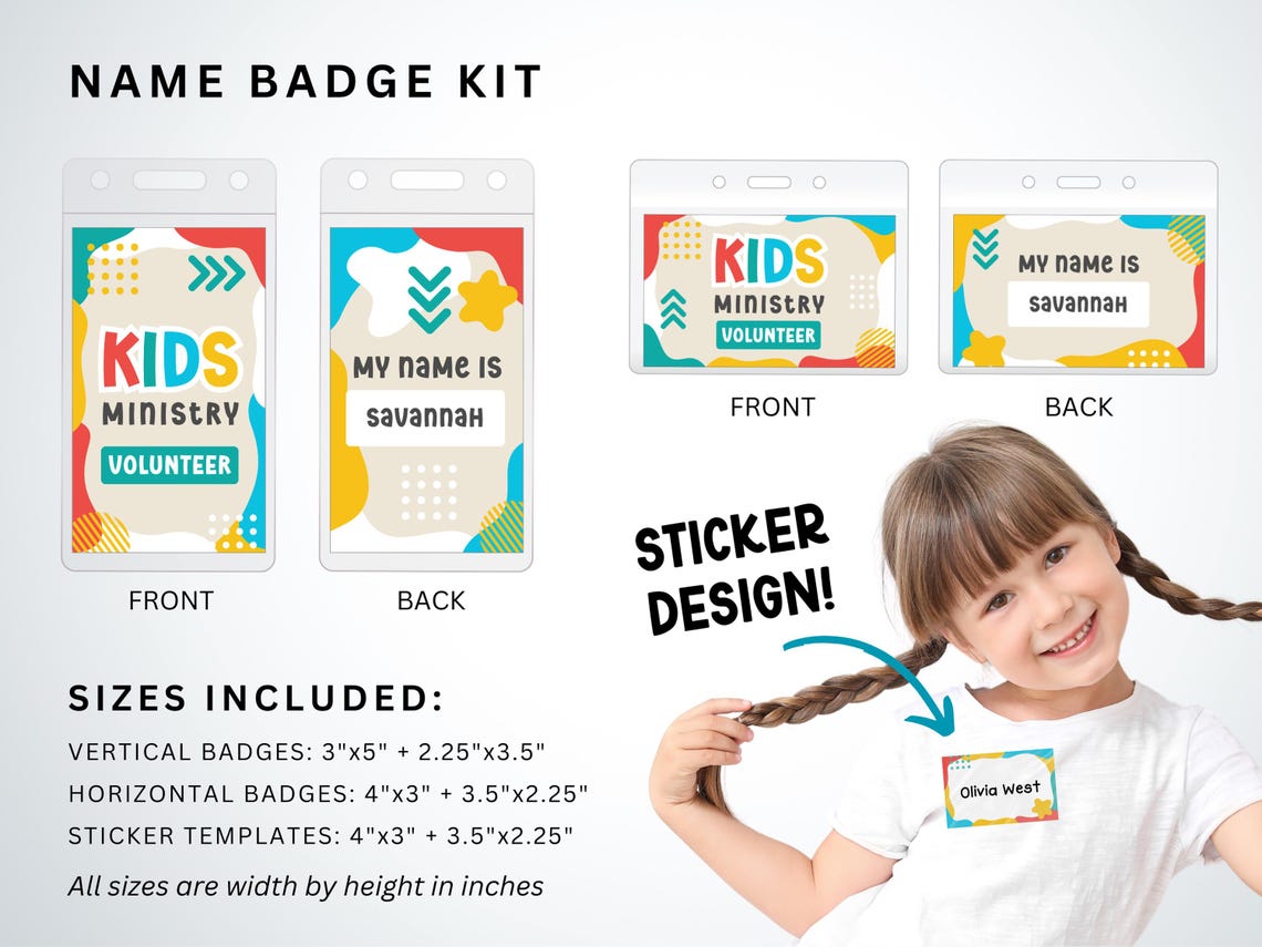 Kids Church Badge, Children's Ministry Name Badge, Kids Church Badge ...