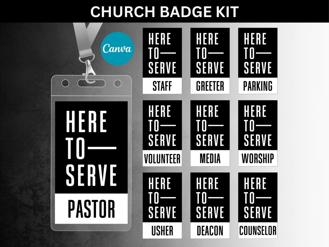 Black and White Church Badge Kit Church Badge Bundle Pastor Badge ...