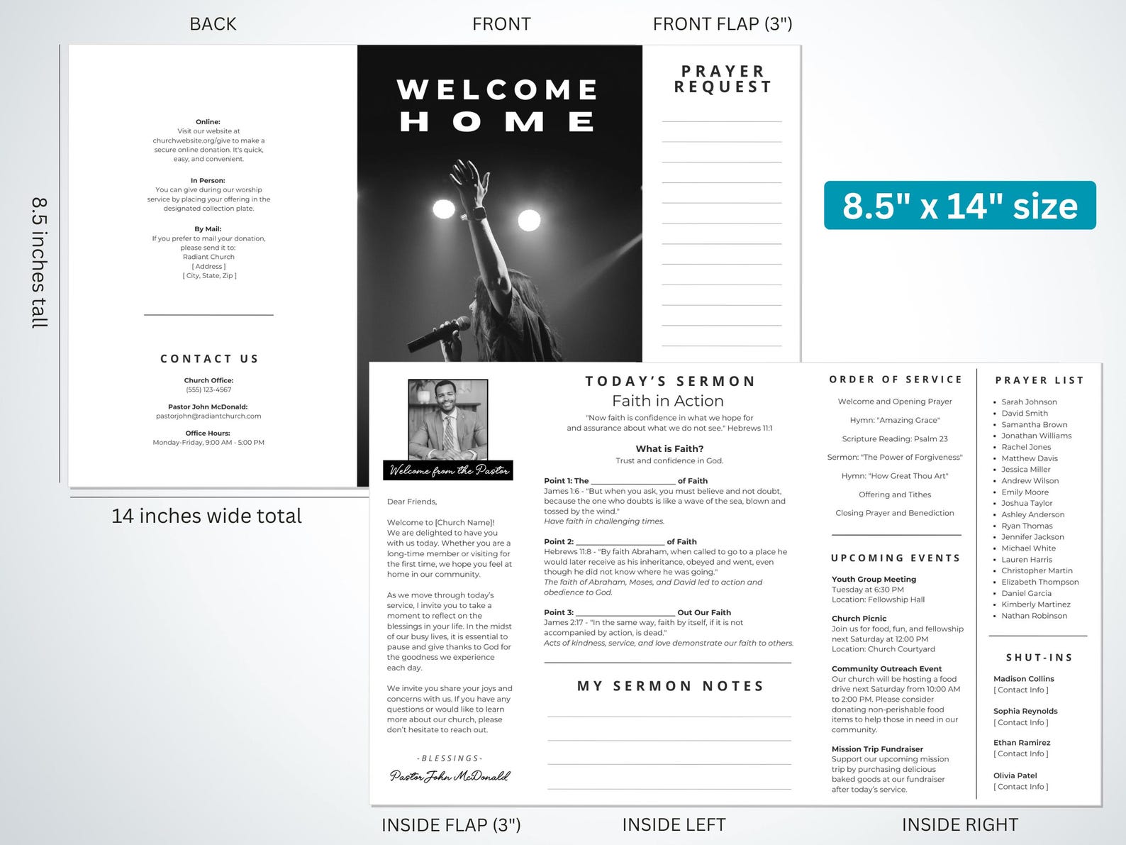 Beautiful Church Bulletin, Church Program, Simple Bulletin, Sunday ...