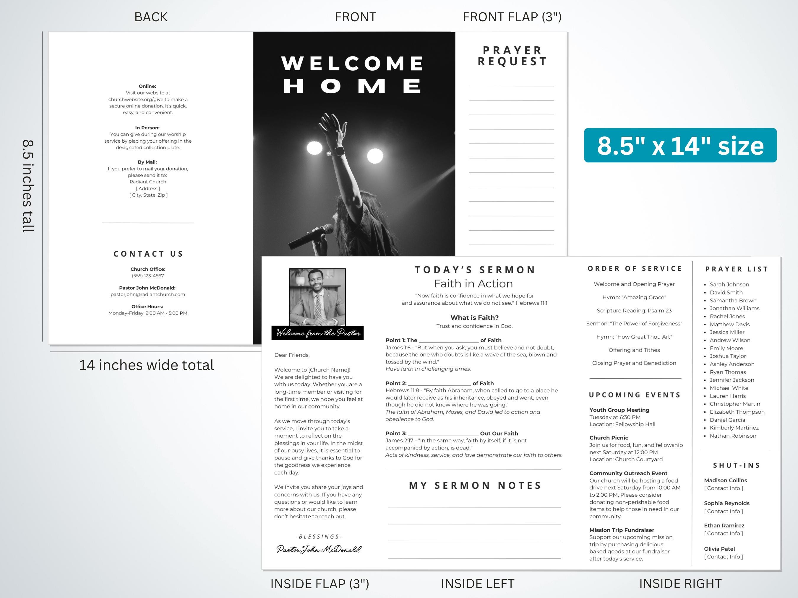 Beautiful Church Bulletin, Church Program, Simple Bulletin, Sunday ...