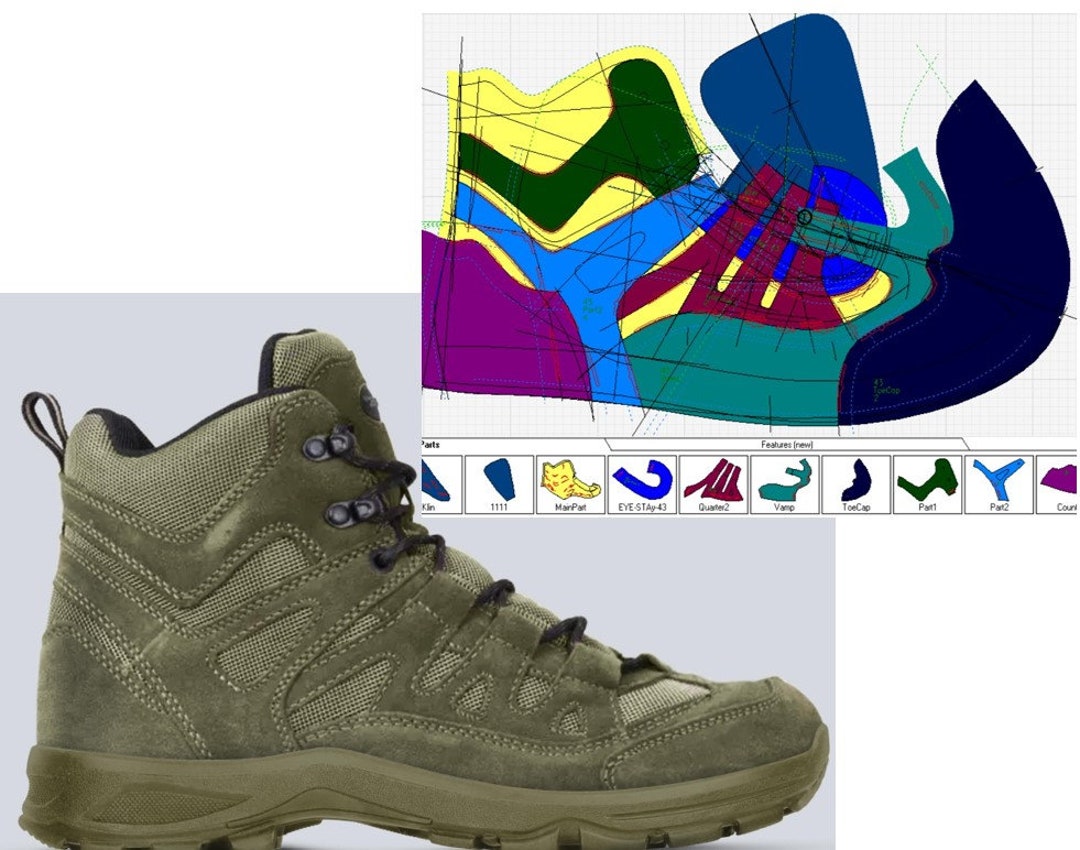 Digital PDF DXF Pattern Tracking Hiking Military Tactical High Top ...