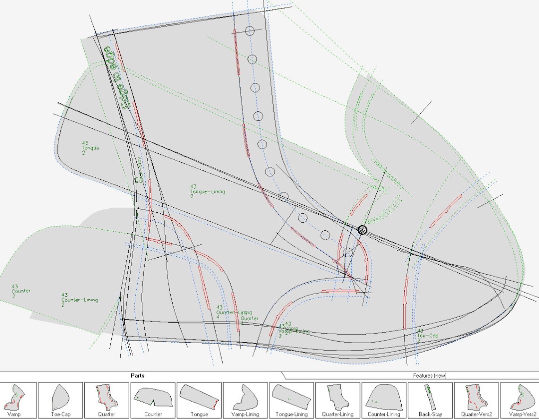 Digital Project 2d Pattern 3d Shoe Last Lace-up Boots Size 43 Two ...