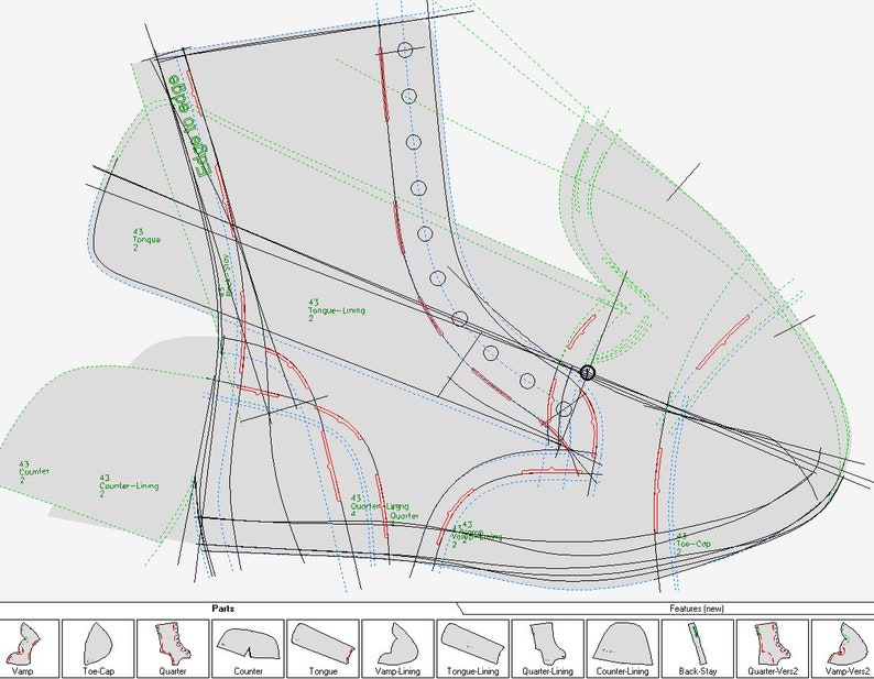 Digital Project 2d Pattern 3d Shoe Last Lace-up Boots Size 43 Two ...