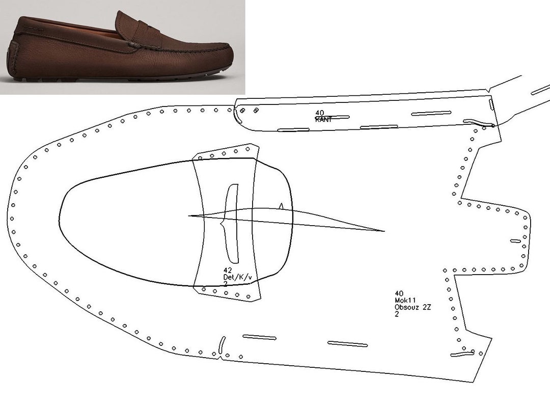 Digital 2d Pattern PDF DXF Men Moccasins All Sizes - Etsy