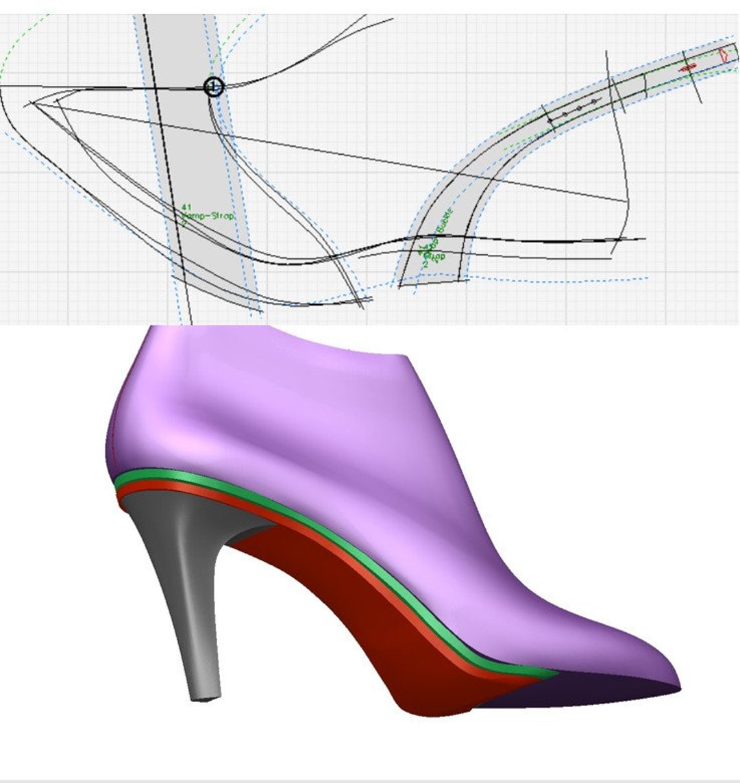 Digital 3d Project Elegant Oval Toe High Heel Woman Shoes Set Last ...